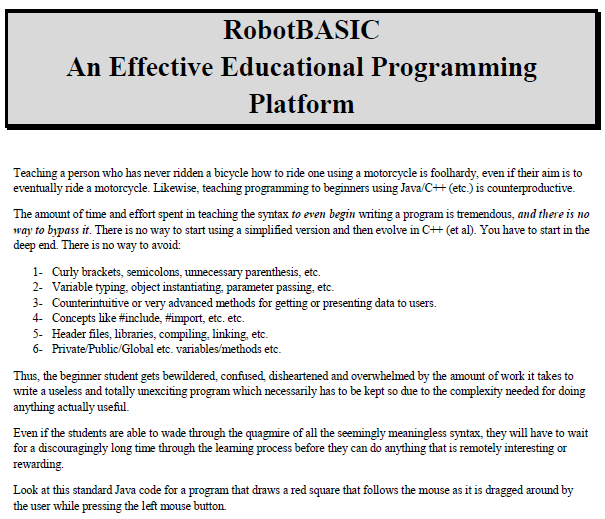 RobotBasic White Papers