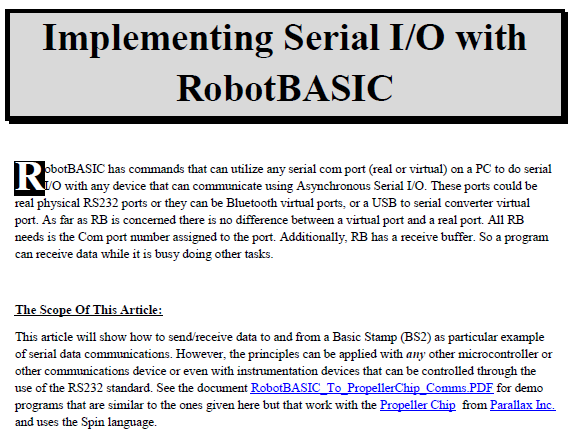 RobotBasic White Papers