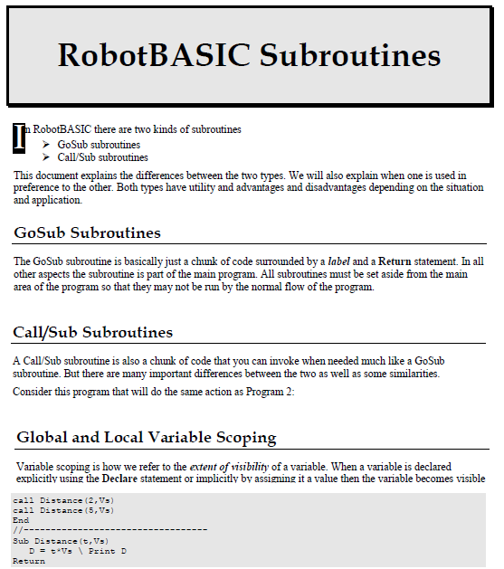 RobotBasic White Papers